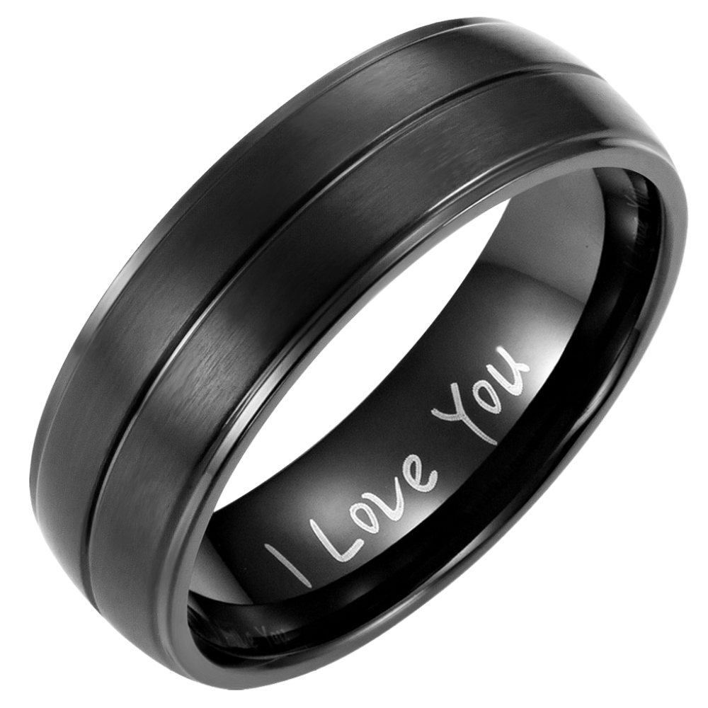 Men's 7mm Titanium I Love You Engraved Ring