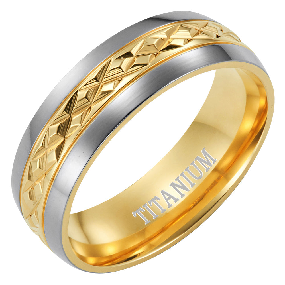 Mens Titanium Ring Engraved I Love You 7mm - Willis Judd
